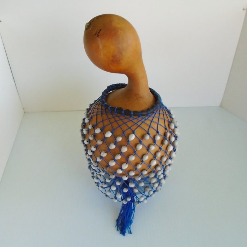 Musical Gourd, Job's Tear Beads, Handcrafted Ghana 1960s-70s