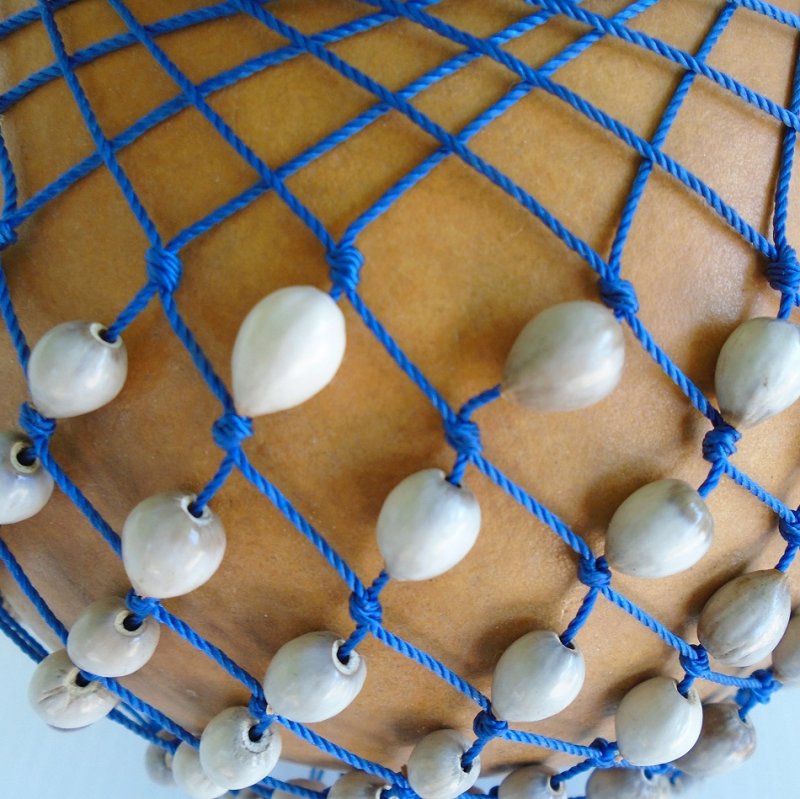 Musical Gourd, Job's Tear Beads, Handcrafted Ghana 1960s-70s