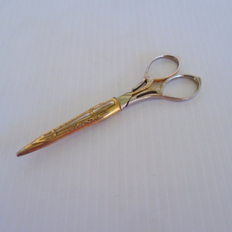 Solingen Germany Gold Plated Embroidery Scissors, Vintage
