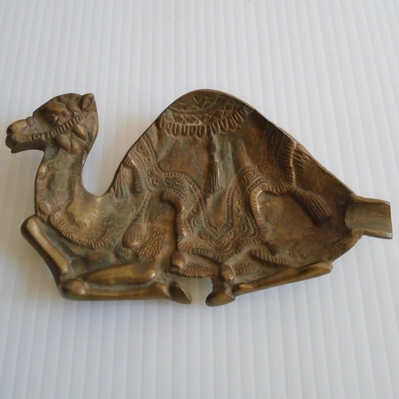 Camel Ashtray, Vintage Solid Brass, c1951