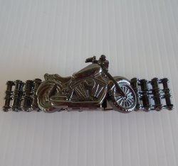 Trendz Motorcycle Shaped Biker Watch, Gear Chain Band, New