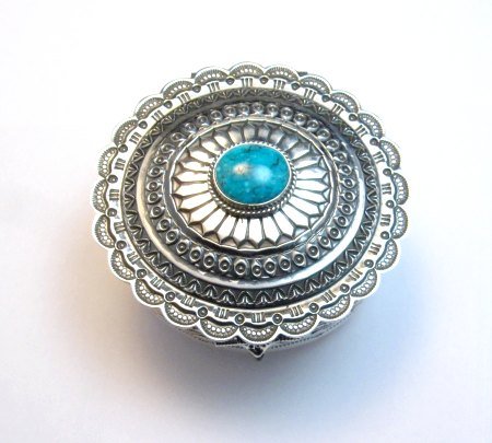 Sunshine Reeves Sterling Silver Box w/Lid, Kingman Turquoise, Navajo ...