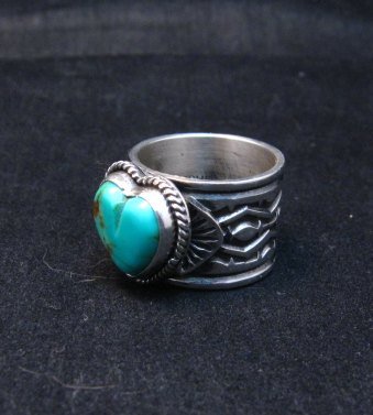 Navajo Native American Sunshine Reeves Turquoise Heart Ring sz7-1/2