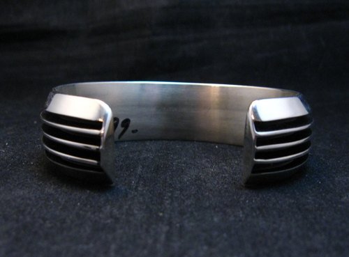 Contemporary Native American Navajo Sterling Silver Cuff Bracelet Tom Hawk