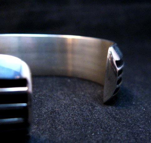 Contemporary Native American Navajo Sterling Silver Cuff Bracelet Tom Hawk