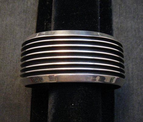 Wide Native American Navajo Sterling Silver Cuff Bracelet Tom Hawk