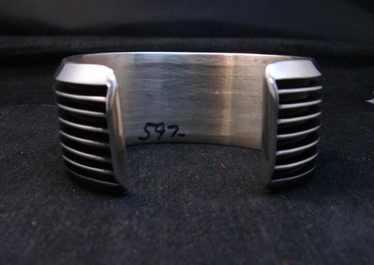 Wide Native American Navajo Sterling Silver Cuff Bracelet Tom Hawk