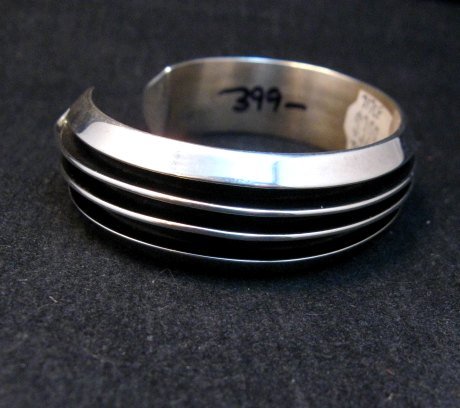 Sleek Native American Navajo Sterling Silver Cuff Bracelet Tom Hawk