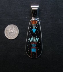 Long Navajo Native American Multigem Micro Inlay Pendant Matthew Jack