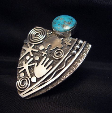 Huge Navajo Alex Sanchez Turquoise Silver Maiden Ring sz9