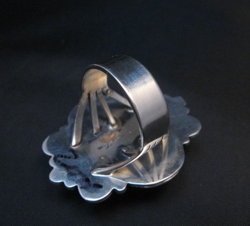 Native American Kingman Turquoise Silver Ring Sz7-1/2, Navajo Gilbert Tom