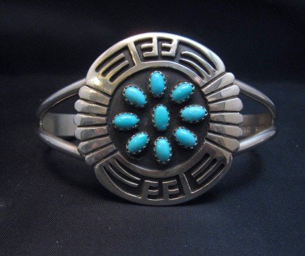 Rosco Scott Navajo Turquoise Sterling Silver Overlay Bracelet