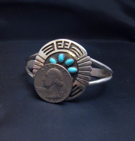 Rosco Scott Navajo Turquoise Sterling Silver Overlay Bracelet