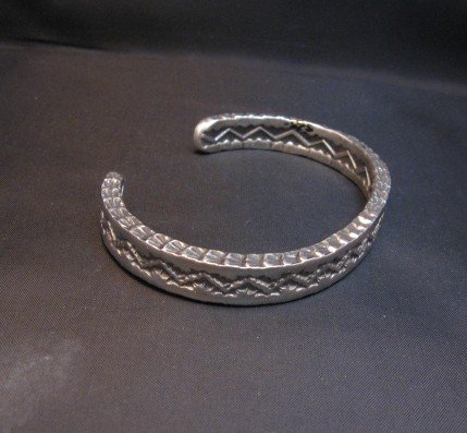 Sunshine Reeves Navajo Stamped Silver Stacker Cuff Bracelet