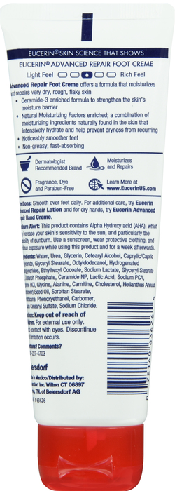 Eucerin Advanced Repair Foot Cream 3oz By Beiersdorf/Cons Prod
