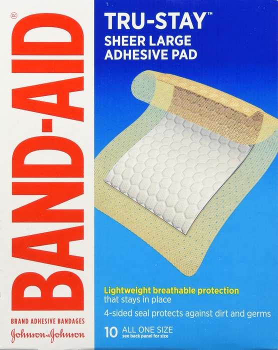 Caseof 24-BAND-AID Tru-Stay Sheer Adhesive Pad Large 10ct