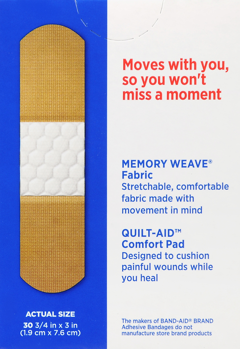 Band Aid Flexible Fabric 1Sz 30 Count 3/4 inch x 3 inch