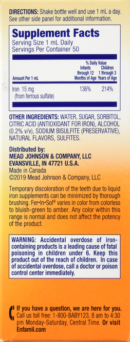 Fer-In-Sol 15 Mg/ml Drp 50ml By Mead Johnson/Nutr
