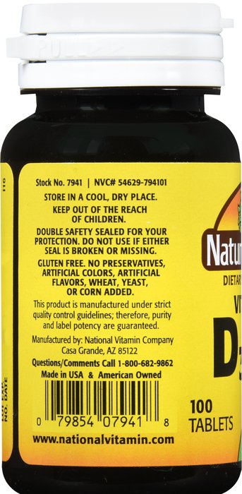 N/B Vit D3 5000 Unit Tab 100 By National Vitamin Co
