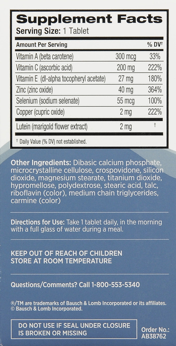 Ocuvite Nutrition For Eyes Tablets 120 Count By Valeant Pharma