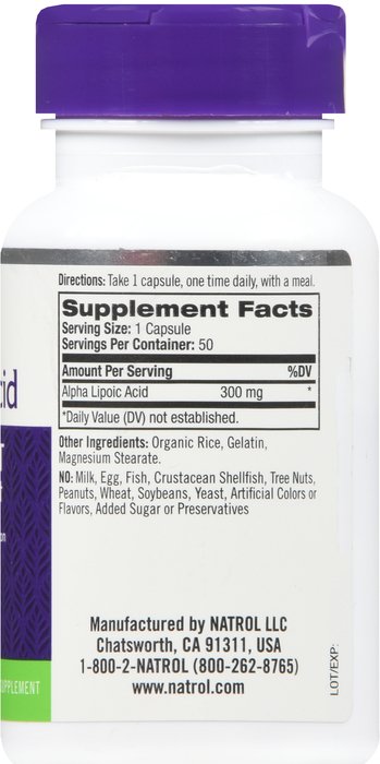 Alpha Lipoic Acid 300mg Cap 50 Count Natrol By Natrol LLC