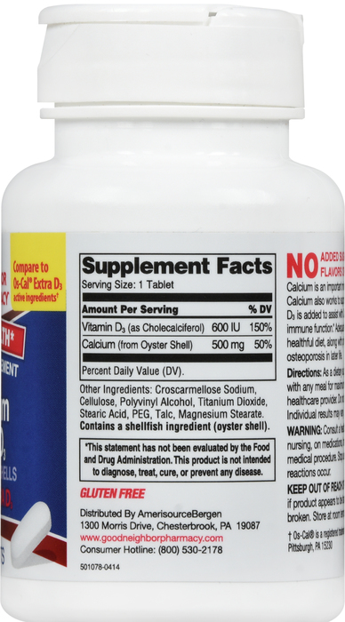 GNP Calcium Carbonate/Vitamin D3 ORAL TABLET 500 MG-600