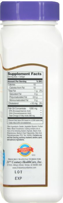 Fish Oil 1200mg EC Softgel 90 Count 21st Cen