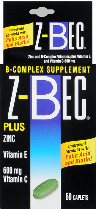 Z-Bec Vitamin B Complex Tablet With Zinc 60 Count By International