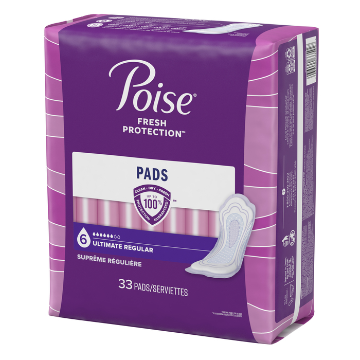 Case of 12-Poise Regular Length Ultimate Absorbency Pads 4x33ct