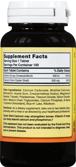 Calcium Oyst+D 500mg Tab 100 Count Nature's Blend By National Vita