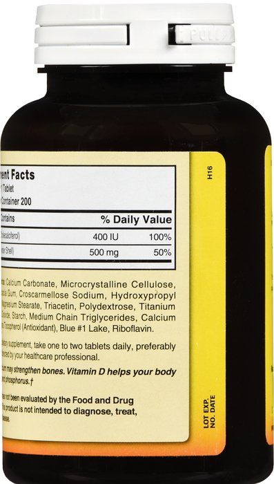 Calcium Oyst+D 500mg Tab 200 Count Nature's Blend By National Vita