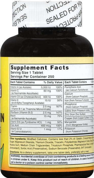 Multivit W/Minerals Tab 250 Count Nature's Blend