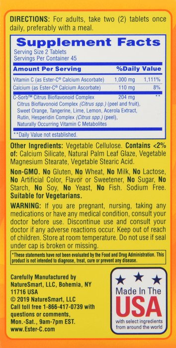 Ester-C 500mg Immun Support Tablet 90 Count By Nature's Bounty
