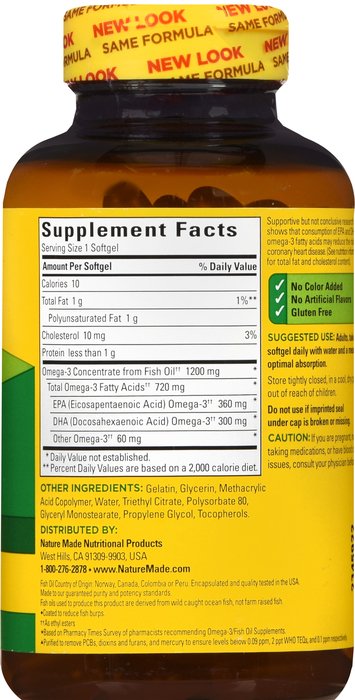 Fish Oil One Per Day Sgl 120 Count Nature Made