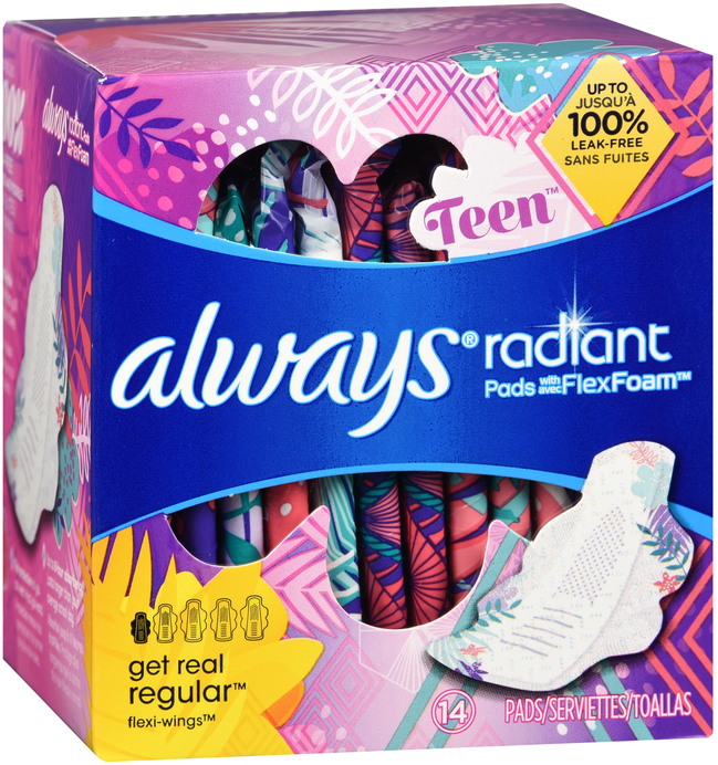 Always Infinity Flexfoam Regular Teen Pads 14ct