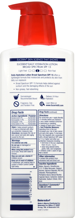 Eucerin Daily Hydration SPF 15 Body Lotion 16.9 oz By Beiersdorf/Cons Prod