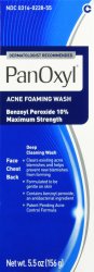 PanOxyl Benzoyl Peroxide 10% Acne Foaming Wash Maximum Strength 5.5 OZ