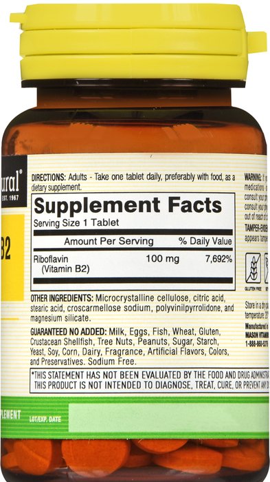 Vit B2 100 mg Tab 100 By Mason Distributors