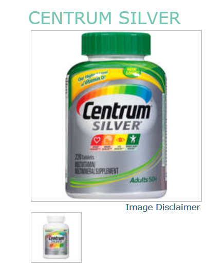 Centrum Silver Adult 50+Multivitamin Tablets 220 Count by Glaxo