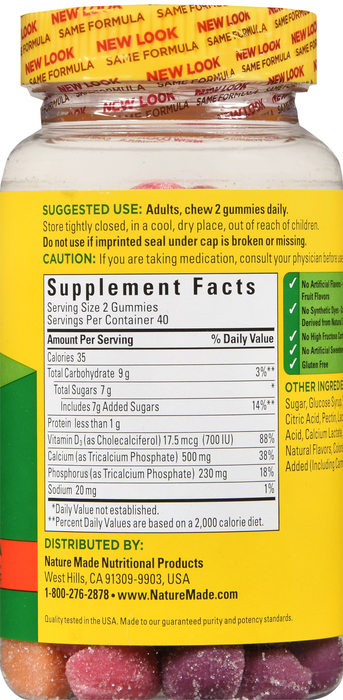 Calcium W/D-3 Gummie 80 Count Nature Made By Pharmavite Pharm Corp
