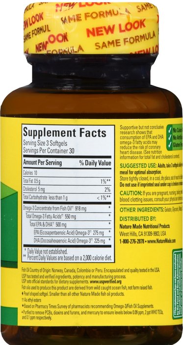 Omega 3 Fish Oil 500mg Sgc 90 Count Nature Made