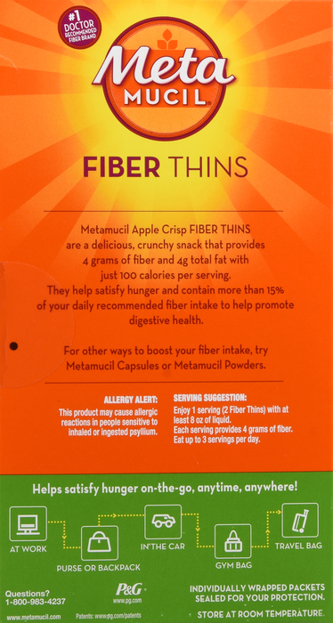 Metamucil Wafer Apple Crisp Fiber thins 24Ct by P&G