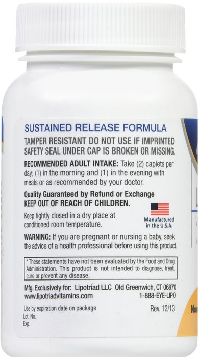 Lipotriad Eye Multivit Caplet 60 Count By Emerson Healthcare LLC