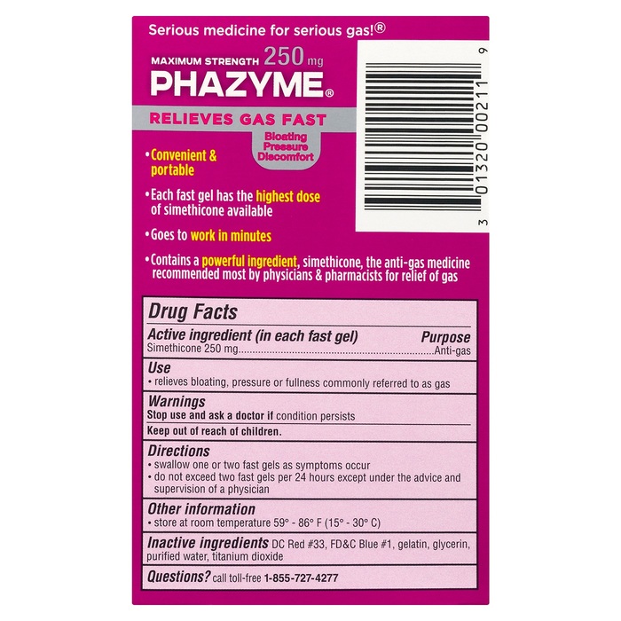 Case of 24-Phazyme Maximum Strength 250mg Gas Relief Fast Gels 12ct