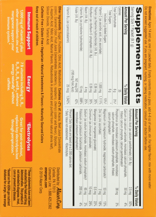 Case of 12-Emergen-C 1000mg Vitamin C Powder Packets 30ct