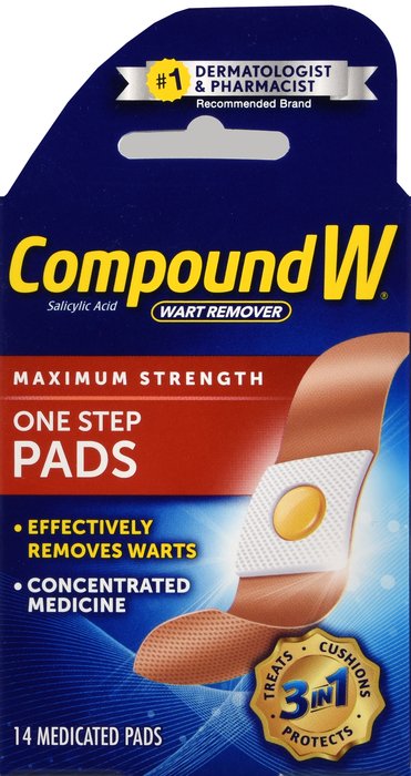 Compound W Wart Remover Salicylic Acid 40% One Step Medi Pads Maxi Str