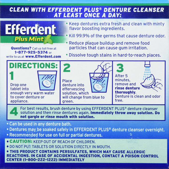 Efferdent Anti-Bacterial Denture Cleanser Tablets Fresh & Clean 44 EA