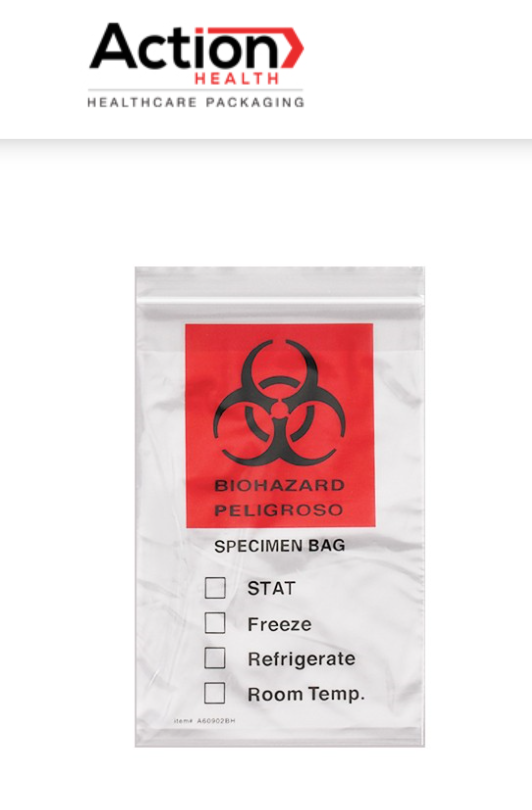 Econo-Zip Red Imprint Specimen Bags One Case Of 1000 Specimen Transport ...