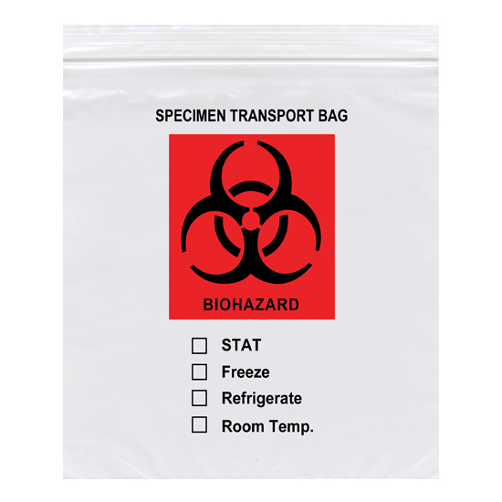 Econo-Zip Red Imprint Specimen Bags One Case Of 1000 Specimen Transport ...