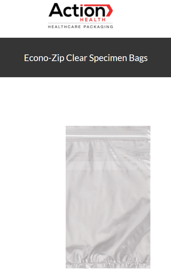 Econo-Zip Clear Specimen Bags One Case Of 1000 Specimen Transport 8W X ...